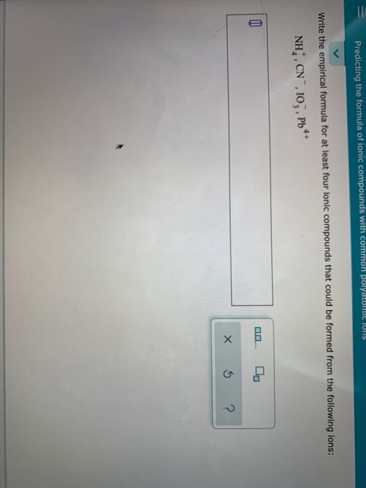 Solved Predicting the formula of ionic compounds with common | Chegg.com