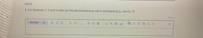 Solved Part 1 Data Summary (1pt) Battery #1: Anode | Chegg.com
