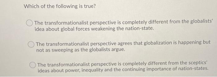 Solved Which of the following is true? The | Chegg.com