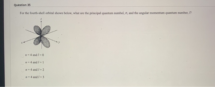 Solved Question 35 For the fourth-shell orbital shown below, | Chegg.com