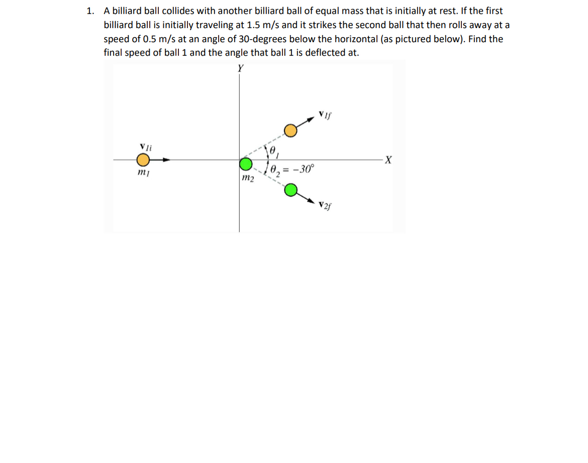 Solved A billiard ball collides with another billiard ball | Chegg.com
