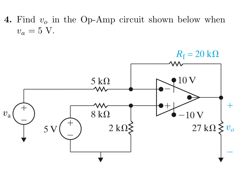 Solved Find vo ﻿in the Op-Amp circuit shown below when | Chegg.com