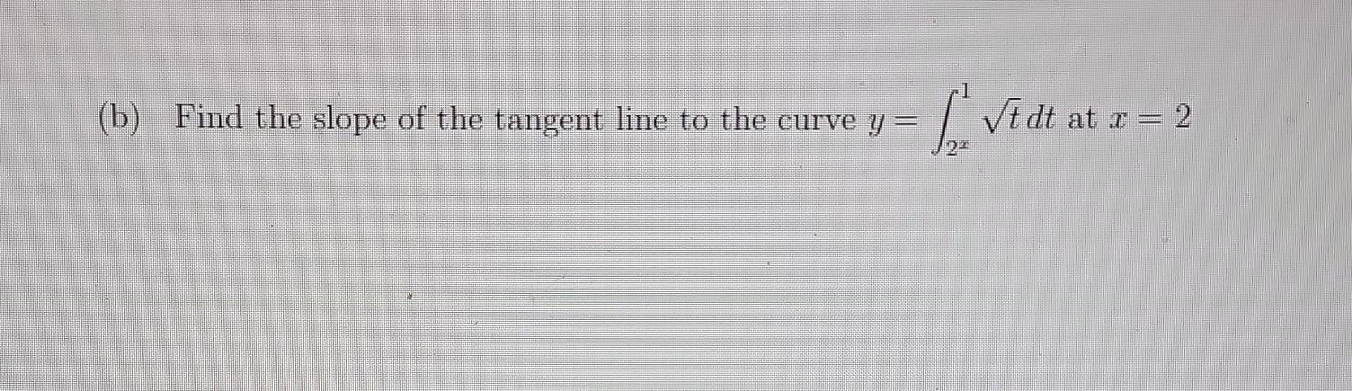 Solved (b) Find the slope of the tangent line to the curve y | Chegg.com