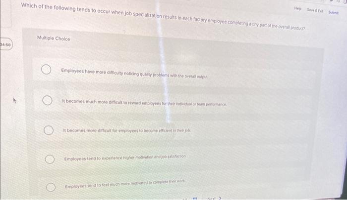 Solved which of the following tends to occur when job | Chegg.com