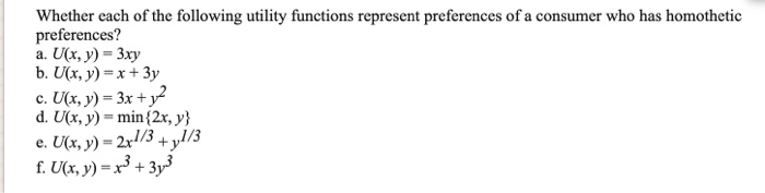 Solved Whether cach of the following utility functions | Chegg.com
