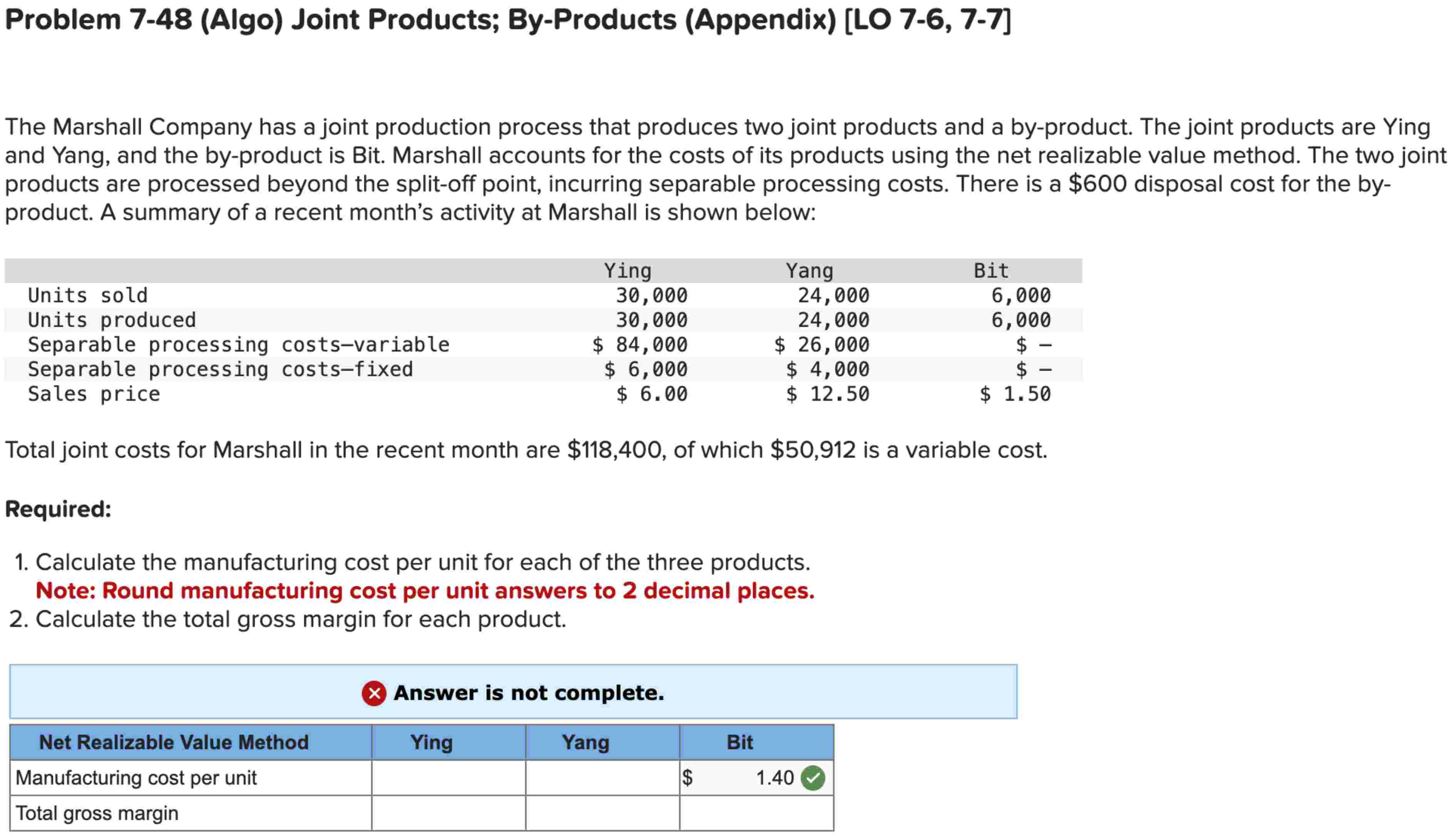 Solved Problem 7-48 (Algo) ﻿Joint Products; By-Products | Chegg.com