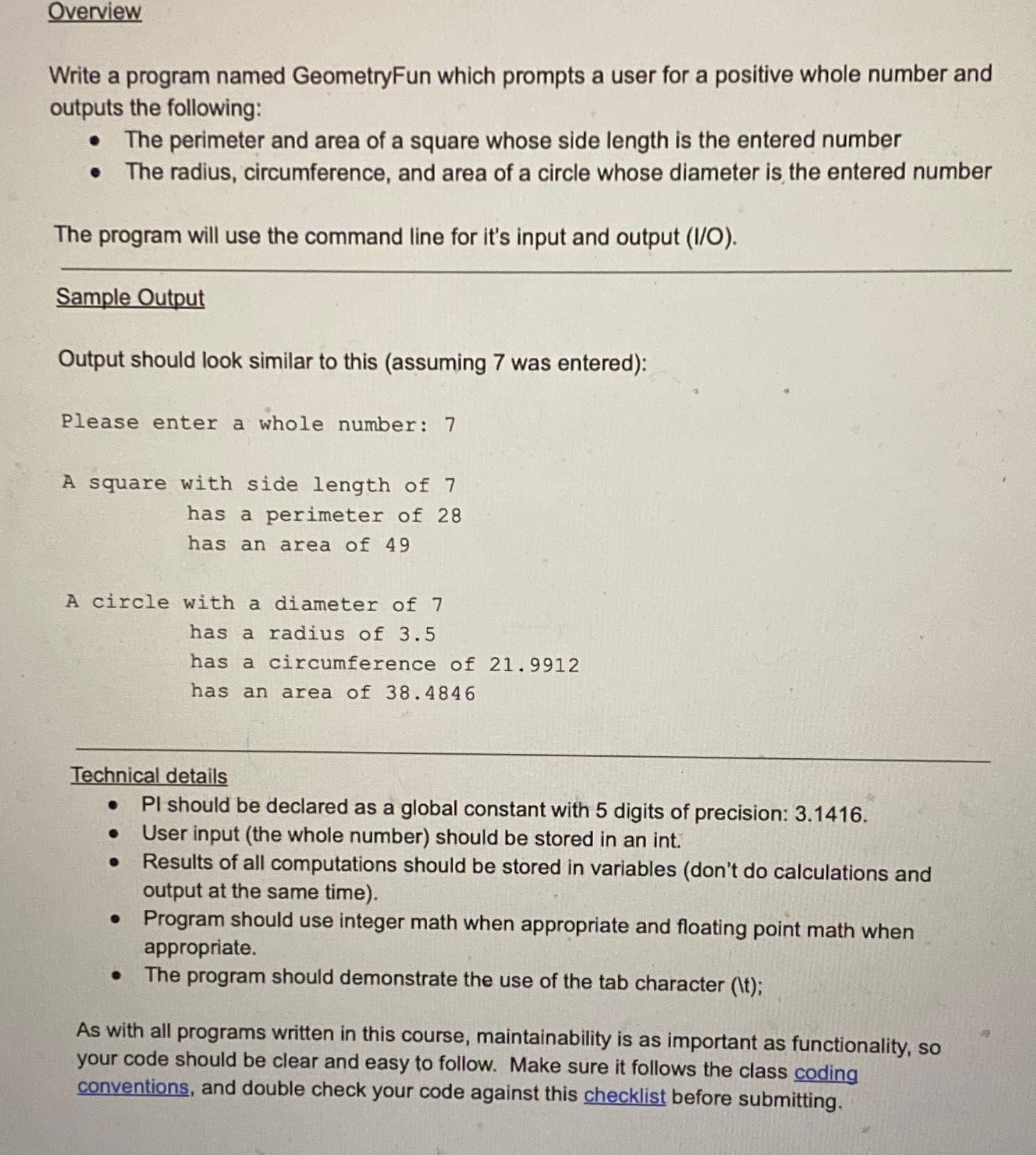 Solved OverviewWrite a program named GeometryFun which | Chegg.com