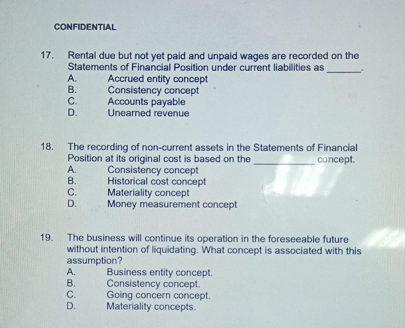 Solved 17. Rental due but not yet paid and unpaid wages are | Chegg.com