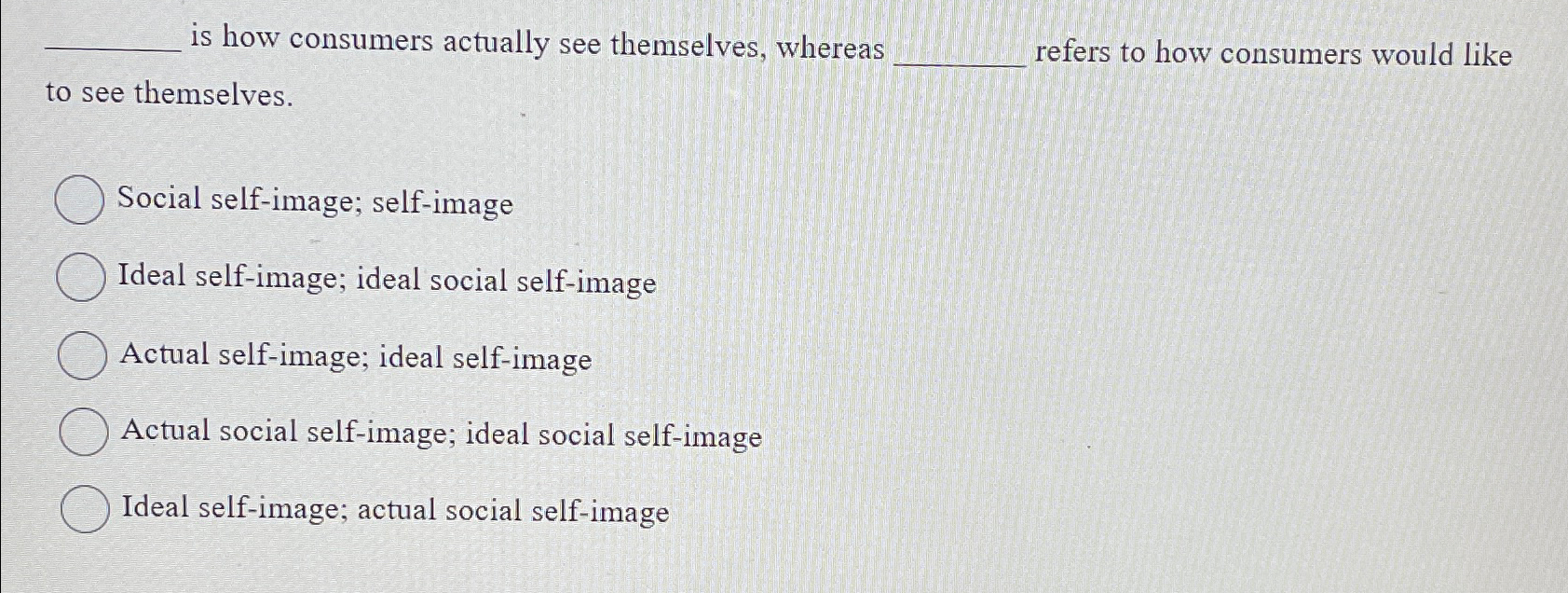 Solved is how consumers actually see themselves, whereas | Chegg.com