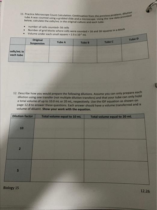 Solved 11. Practice Microscope Count Calculation | Chegg.com