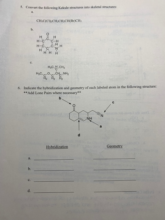 Solved 5. Convert the following Kekule structures into | Chegg.com