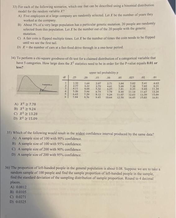 Solved 33) For each of the following scenarios, which one | Chegg.com