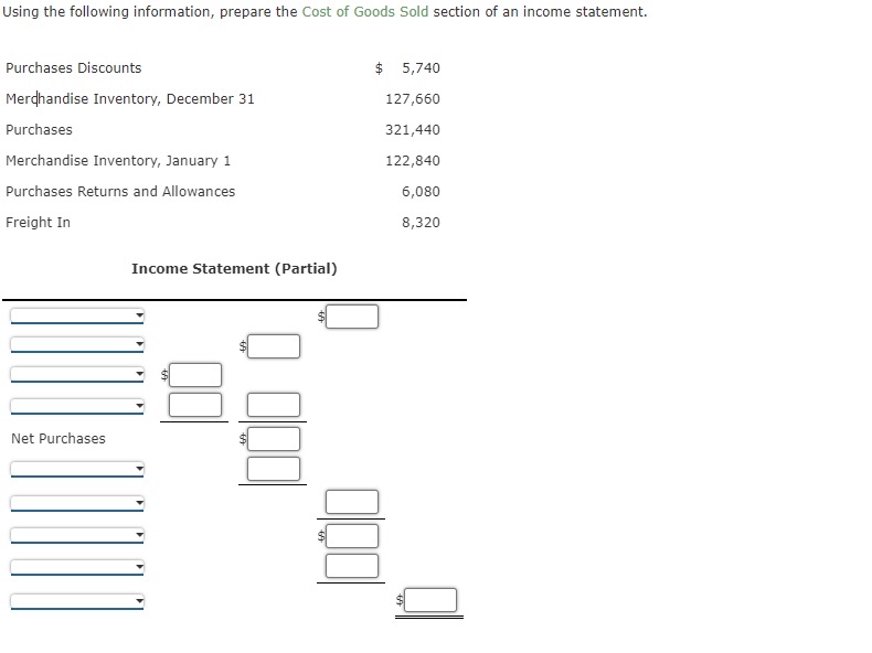 Solved Using the following information, prepare the Cost of | Chegg.com