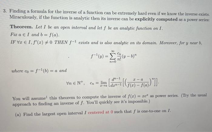 Solved 3. Finding a formula for the inverse of a function | Chegg.com