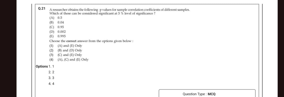 Solved Q. 21 ﻿A researcher obtains the following p ﻿values | Chegg.com
