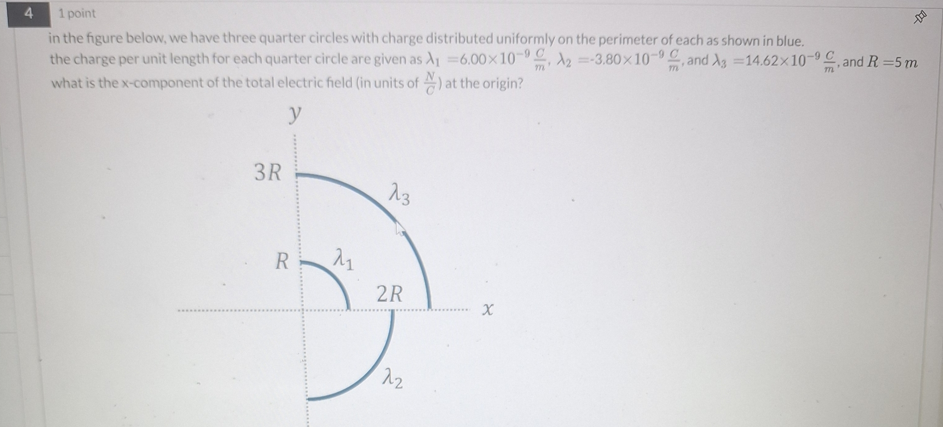 Solved in the figure below, we have three quarter circles | Chegg.com
