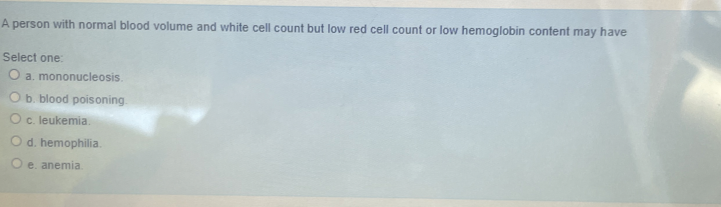 Solved A person with normal blood volume and white cell | Chegg.com