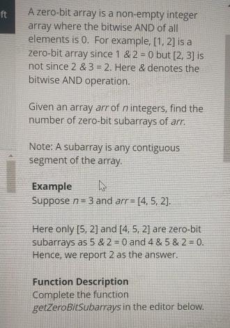 A zero-bit array is a non-empty integer array where | Chegg.com