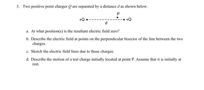 3. Two positive point charges Q are separated by a | Chegg.com