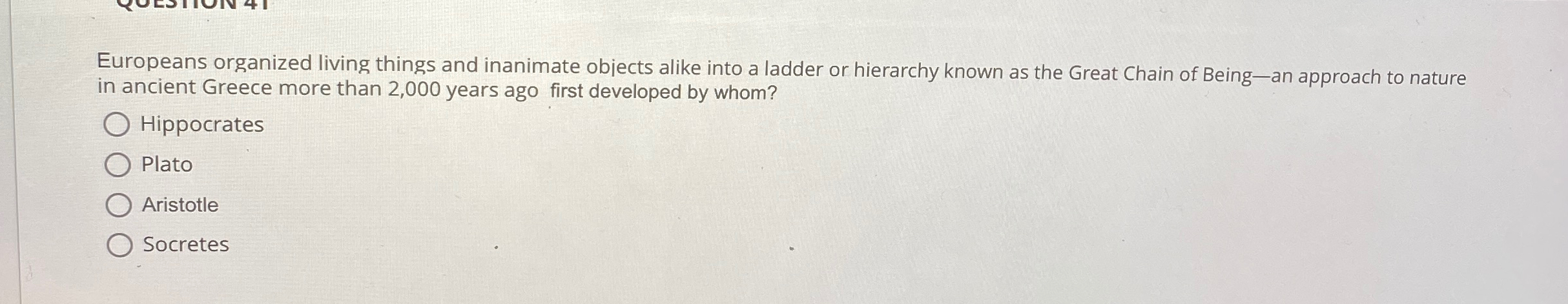 Solved Europeans organized living things and inanimate | Chegg.com