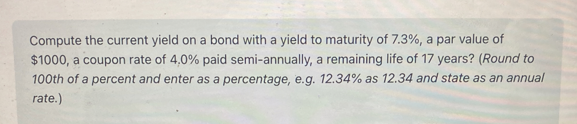 Solved Compute the current yield on a bond with a yield to | Chegg.com