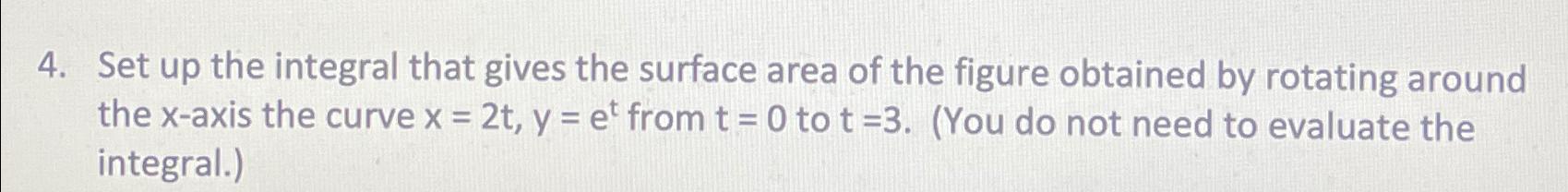 Solved Set up the integral that gives the surface area of | Chegg.com