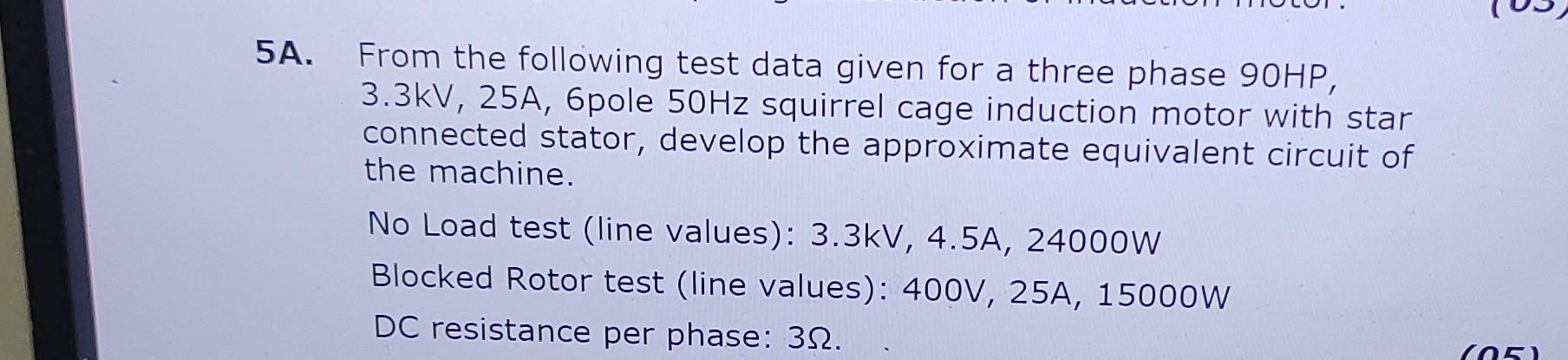 Solved From the following test data given for a three phase | Chegg.com