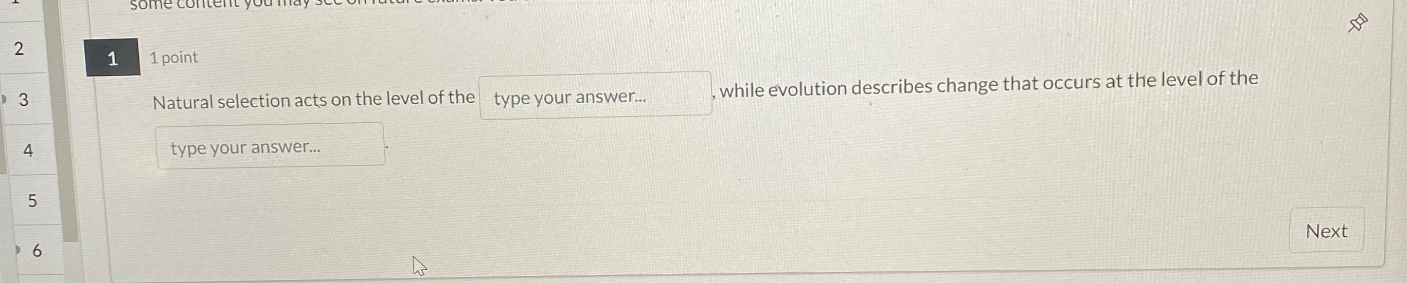 Solved 211 ﻿point3Natural selection acts on the level of the | Chegg.com