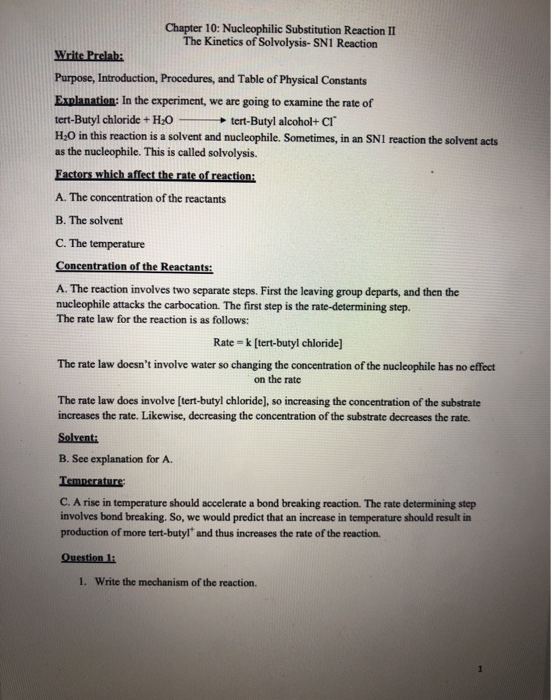 Solved Chapter 10: Nucleophilic Substitution Reaction II The | Chegg.com