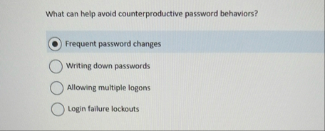 [Solved]: What can help avoid counterproductive password beh