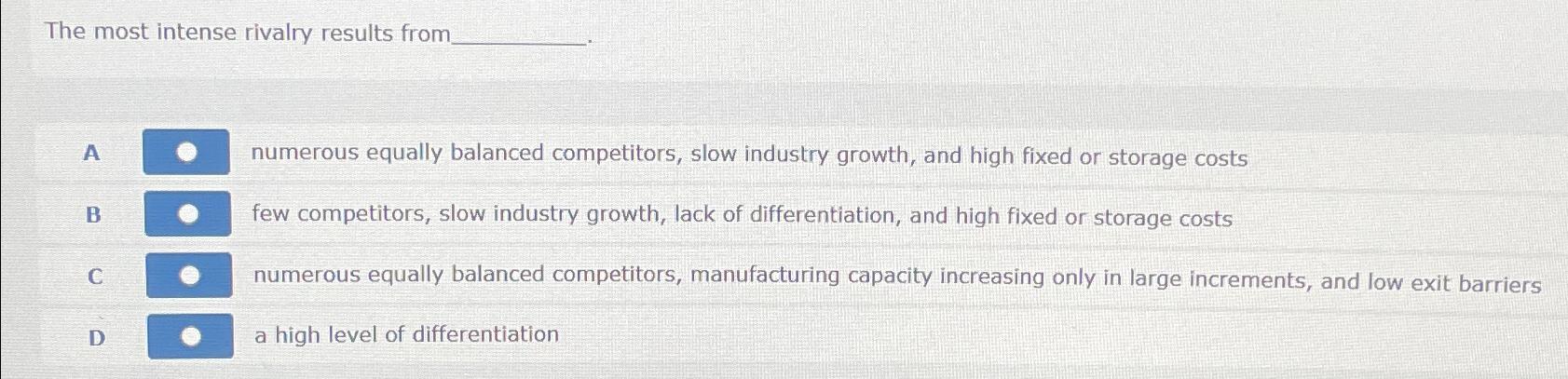 Solved The most intense rivalry results from ___.A numerous | Chegg.com