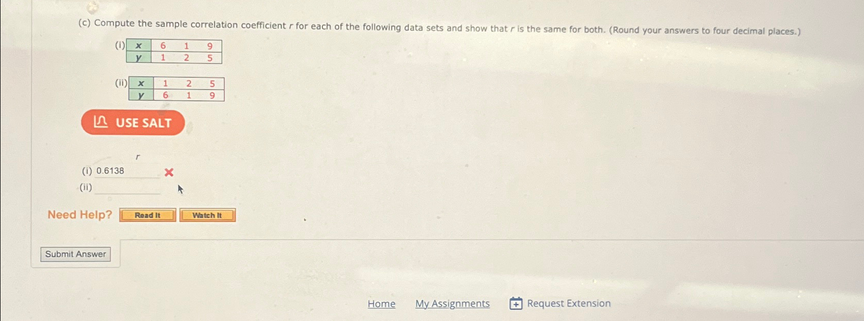 Solved (c) ﻿Compute the sample correlation coefficient r | Chegg.com