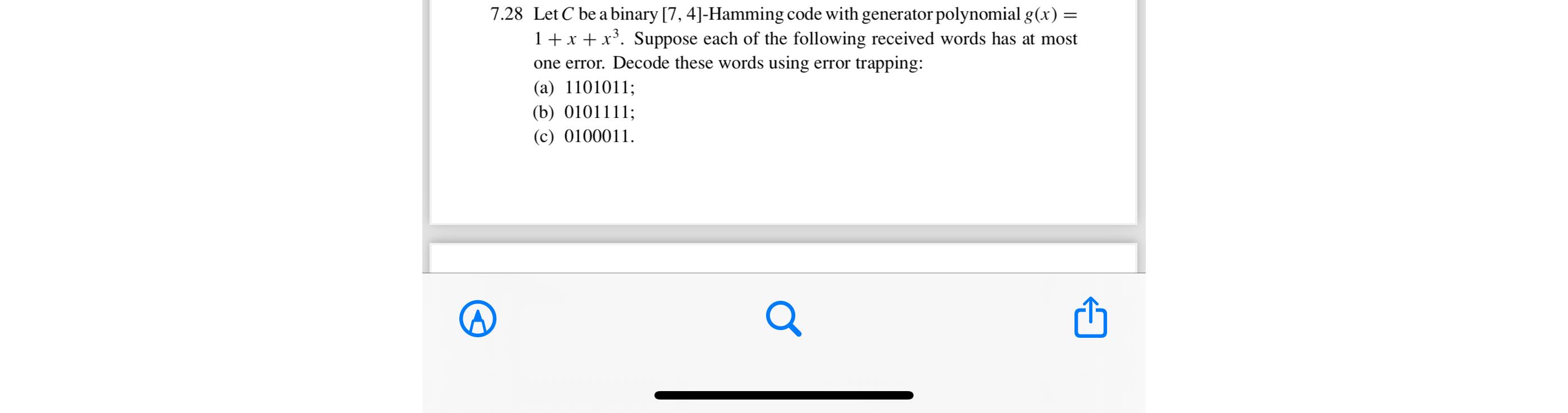 Solved 7.28 ﻿Let C ﻿be a binary [7, 4]-Hamming code with | Chegg.com