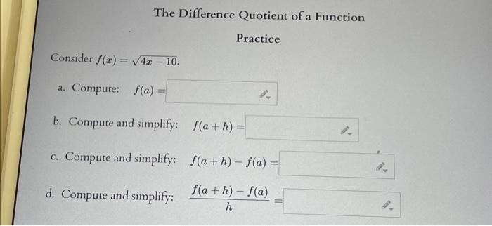 Solved The Difference Quotient of a Function Practice | Chegg.com