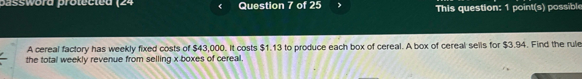 Solved Question 7 ﻿of 25This question: 1 ﻿point(s) | Chegg.com
