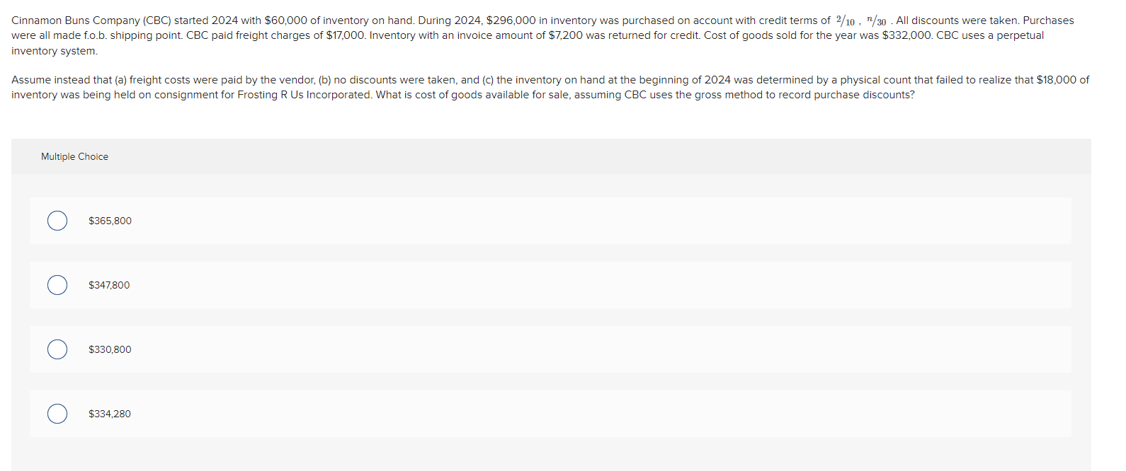 Solved inventory system. inventory was being held on | Chegg.com