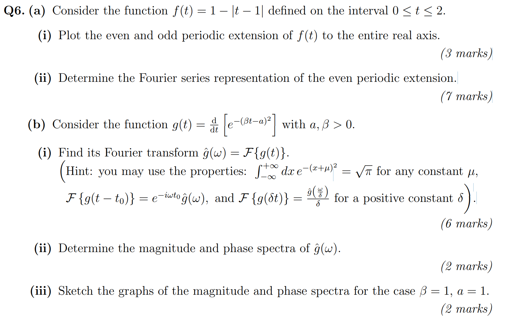 Solved Q6 A consider The Function F T 1 T 1 defined