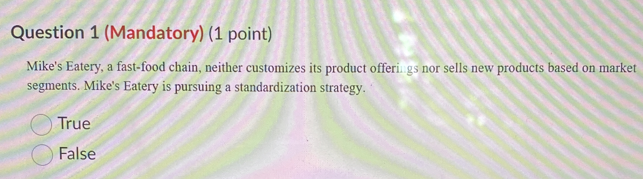 Solved Question 1 (Mandatory) (1 ﻿point)Mike's Eatery, a | Chegg.com