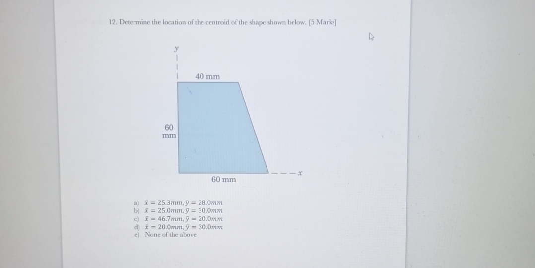 Solved Determine the location of the centroid of the shape | Chegg.com