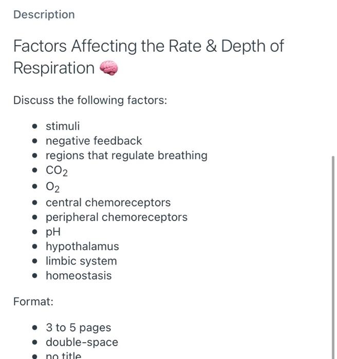 Solved Description Factors Affecting the Rate & Depth of | Chegg.com