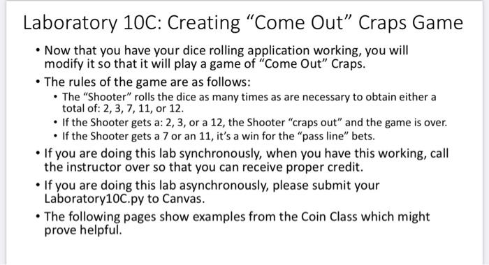 Solved Laboratory 10A: Creating the Die Class - In a module | Chegg.com
