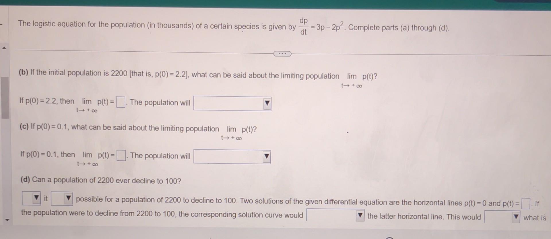 Solved The logistic equation for the population (in | Chegg.com
