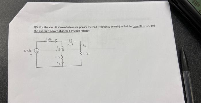 Solved Q3: For the circuit shown below use phasor method | Chegg.com