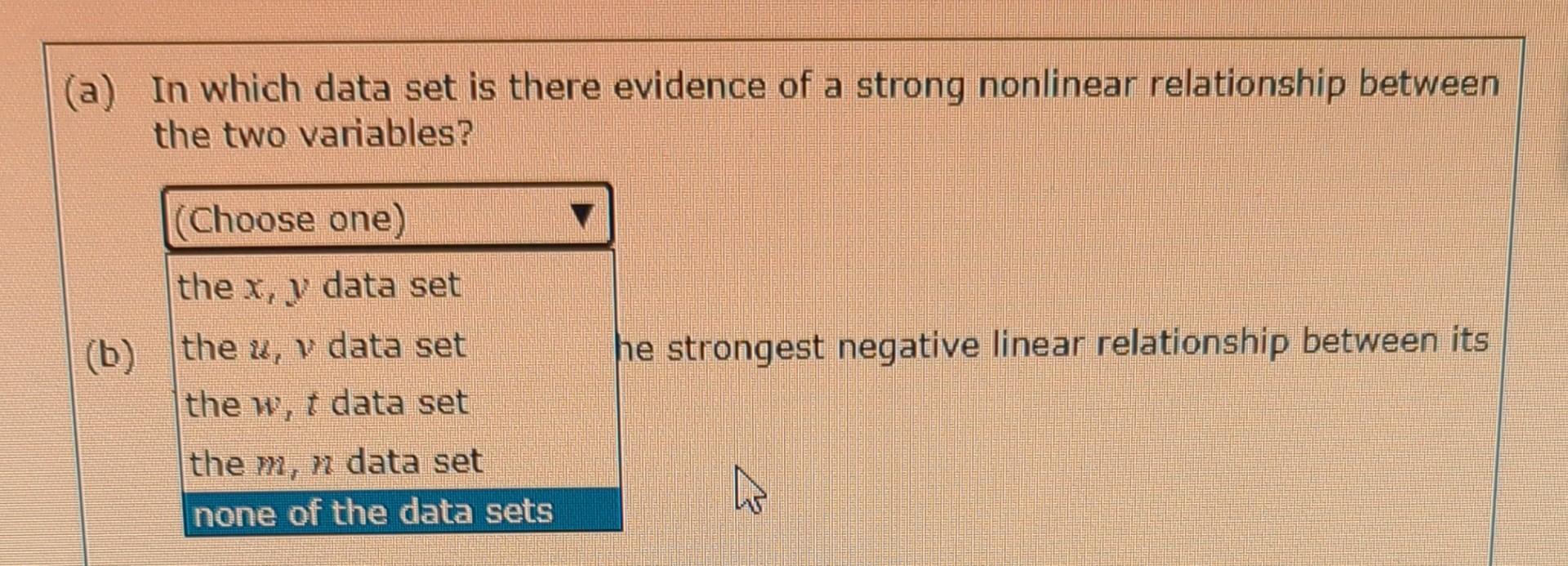 Solved Below are four bivariate data sets and their scatter | Chegg.com