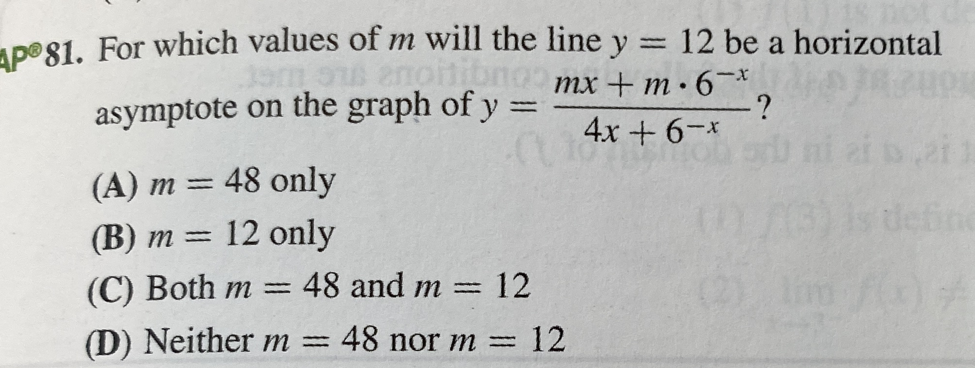 Solved For which values of m ﻿will the line y=12 ﻿be a | Chegg.com