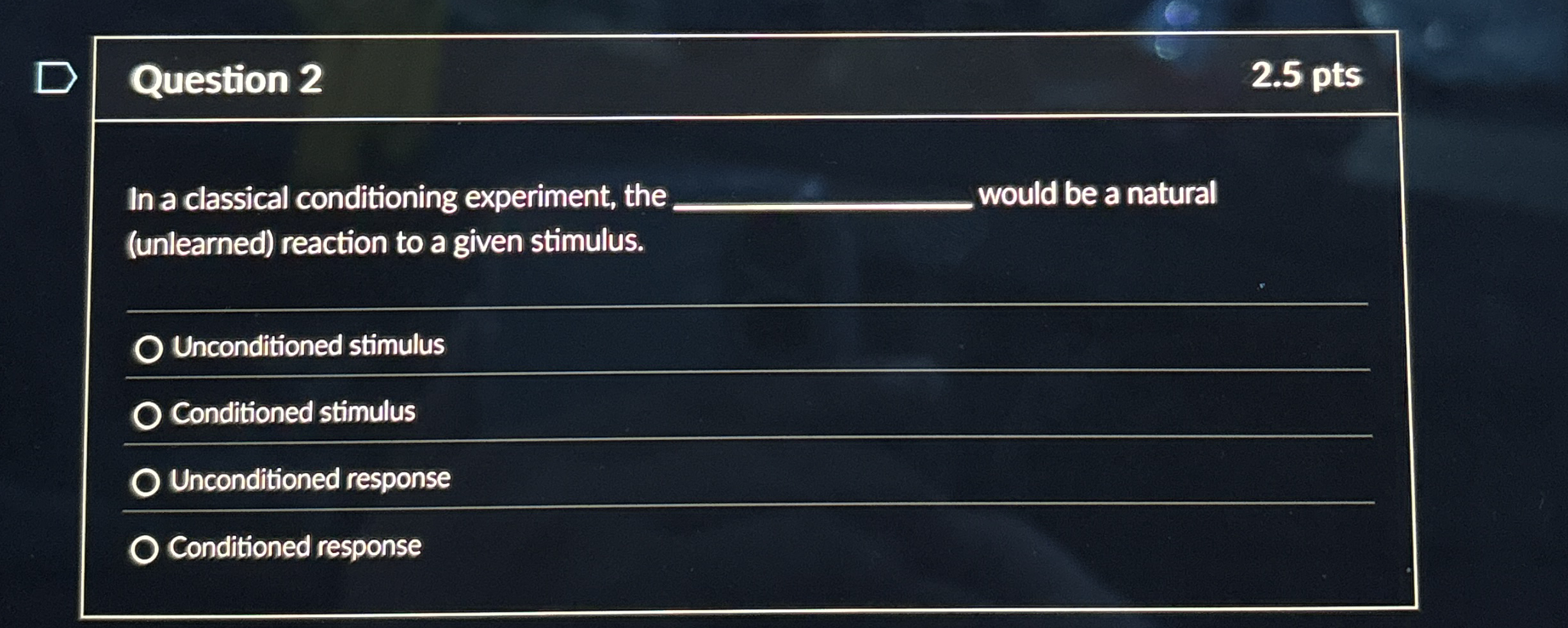 High Quality SOLUTION Question 22.5 ﻿ptsIn a classical conditioning | Chegg.com