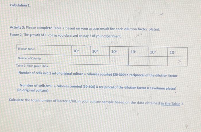 Solved Activity 3: Please complete Table 2 based on your | Chegg.com