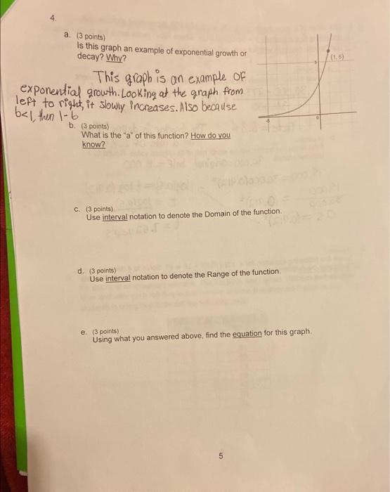 Solved a. (3 points) Is this graph an example of exponential | Chegg.com