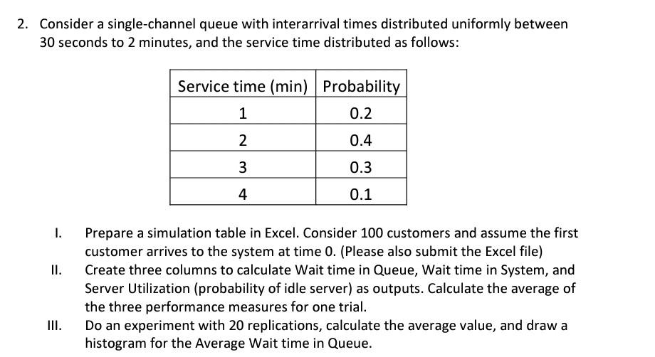 Solved 2. Consider a single-channel queue with interarrival | Chegg.com