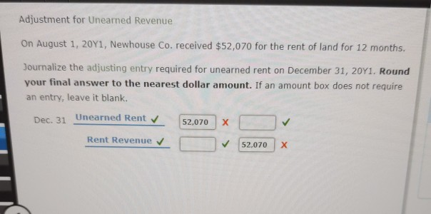 Solved Adjustment for Unearned Revenue On August 1, 2011, | Chegg.com